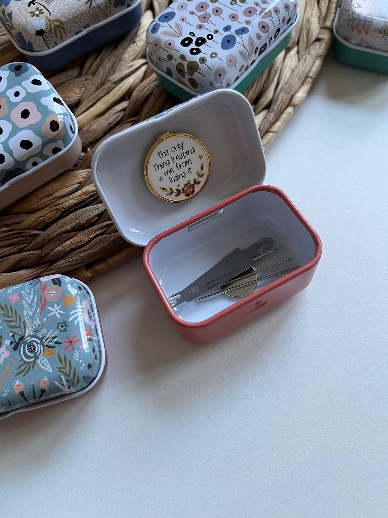 Embroidery Needle Tin | Sewing Notions Box | Needle Storage – Art by ...